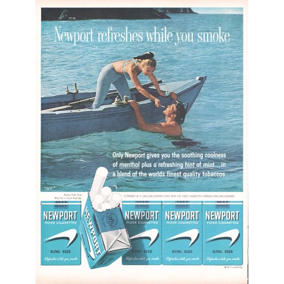Newport Cigarettes | Art | 961 Newport Cigarettes Vintage Print Ad Blue ...